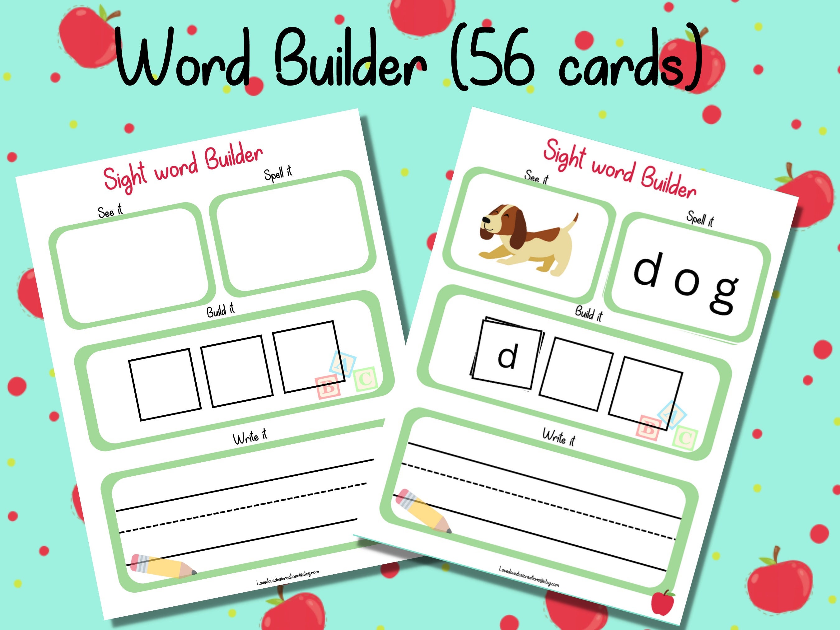 Sight Word Builder, Learn to Read, Phonics Game, Sight Words, 3 Letter ...