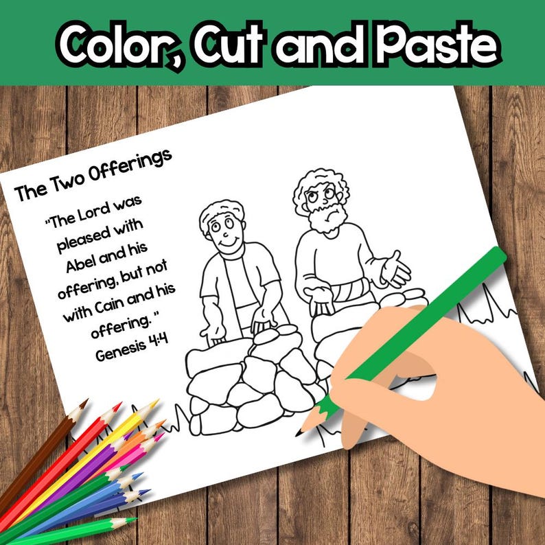 Cain and Abel Bible Craft: Cut and Paste Activity (PDF) - Etsy