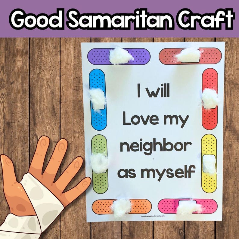 Good Samaritan Cotton Ball Bible Craft Activity: Printable Coloring ...
