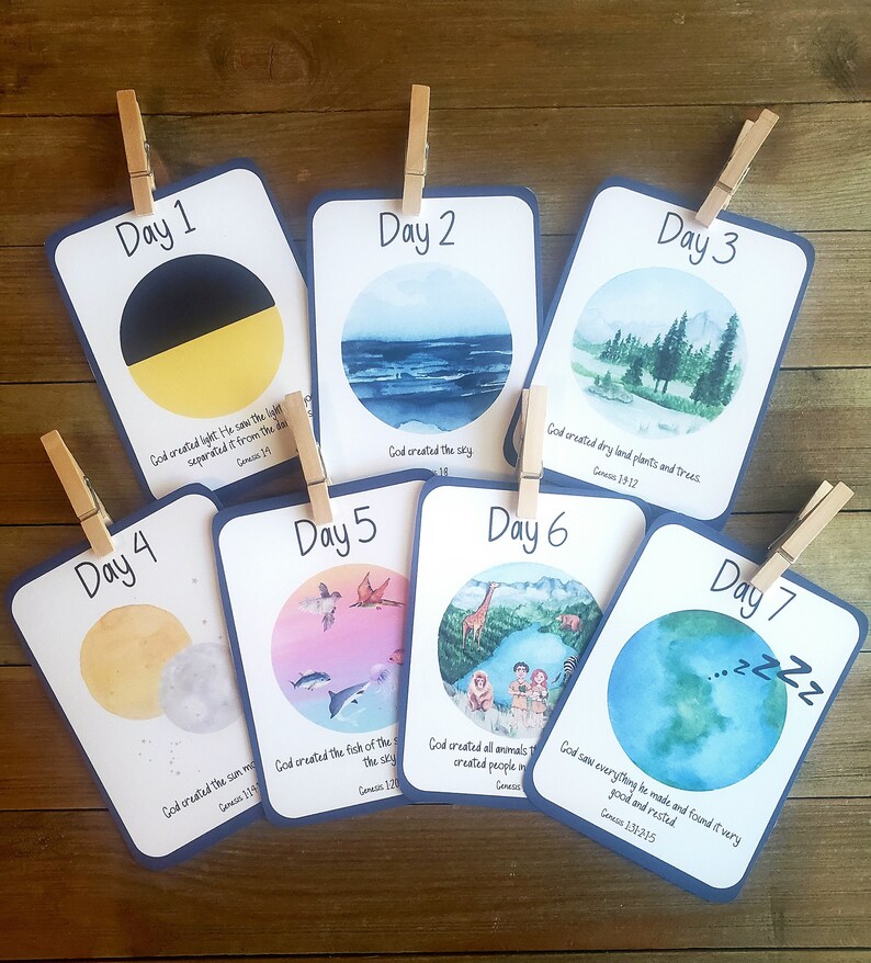 7 Days of Creation Flash Cards Days of Creation Activity - Etsy