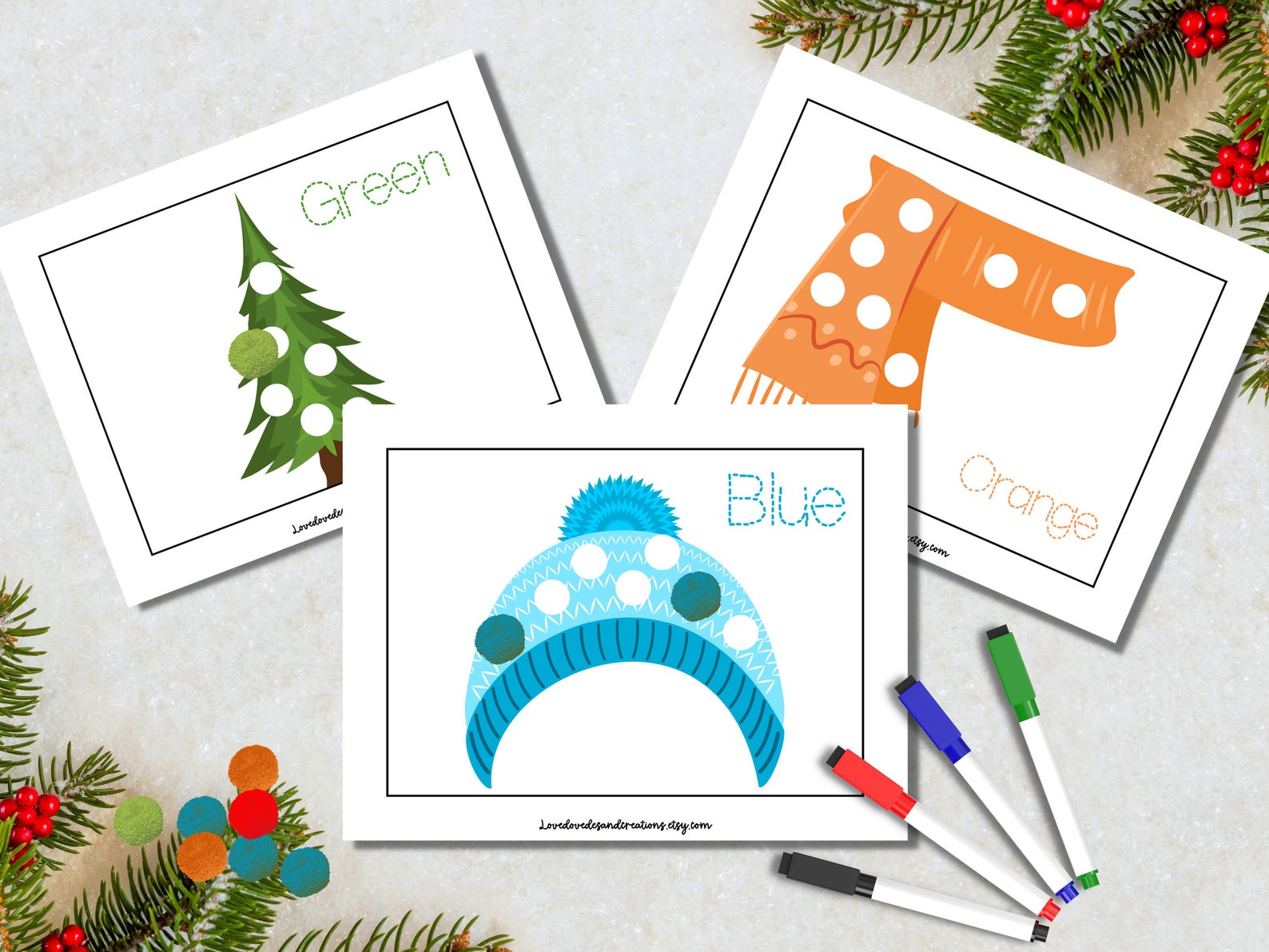 FINE MOTOR Pom Pom Color Sorting Mats Winter Themed, Preachool Winter ...