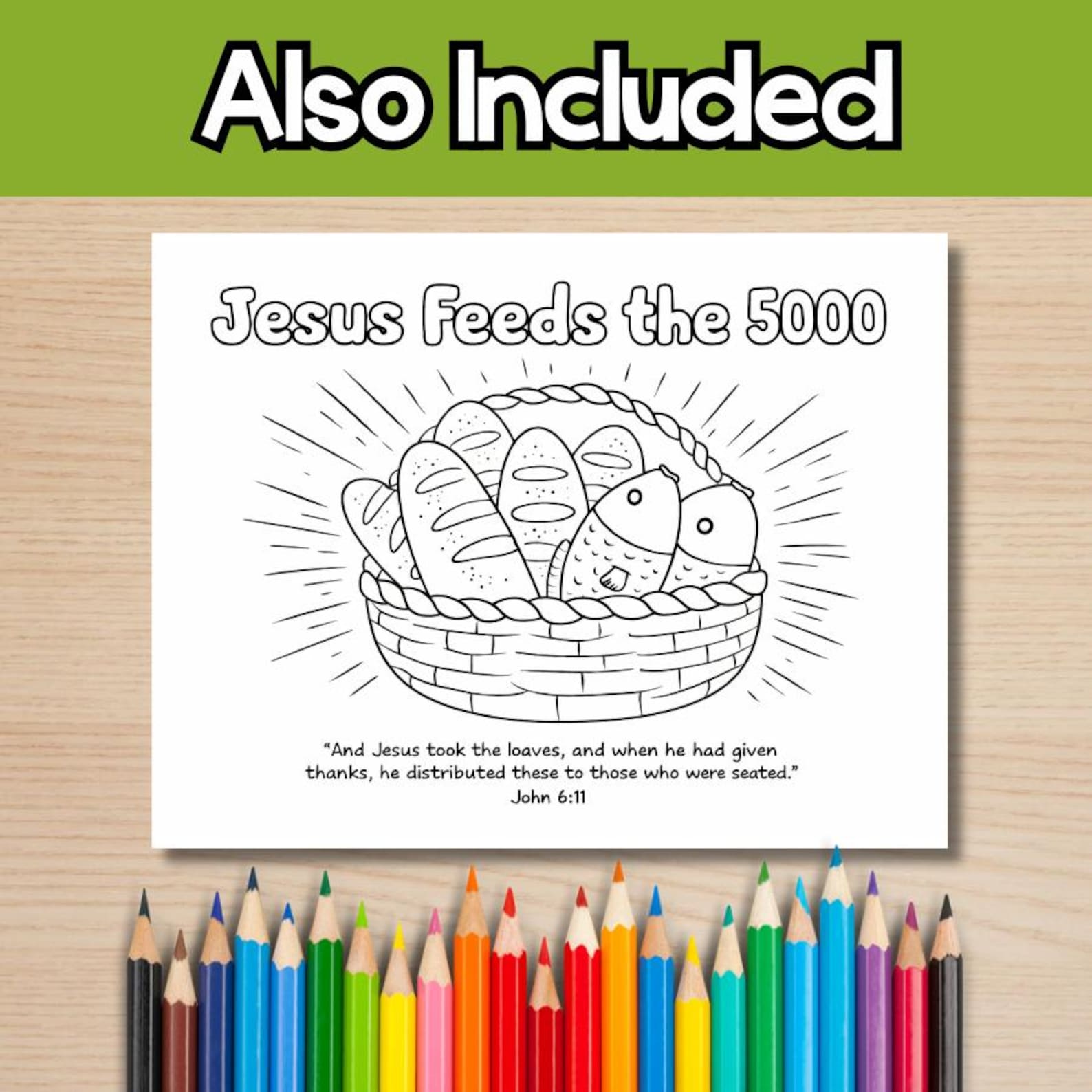Jesus Feeds 5000 Bible Coloring Page, Jesus Feeds the Multitude (PDF ...