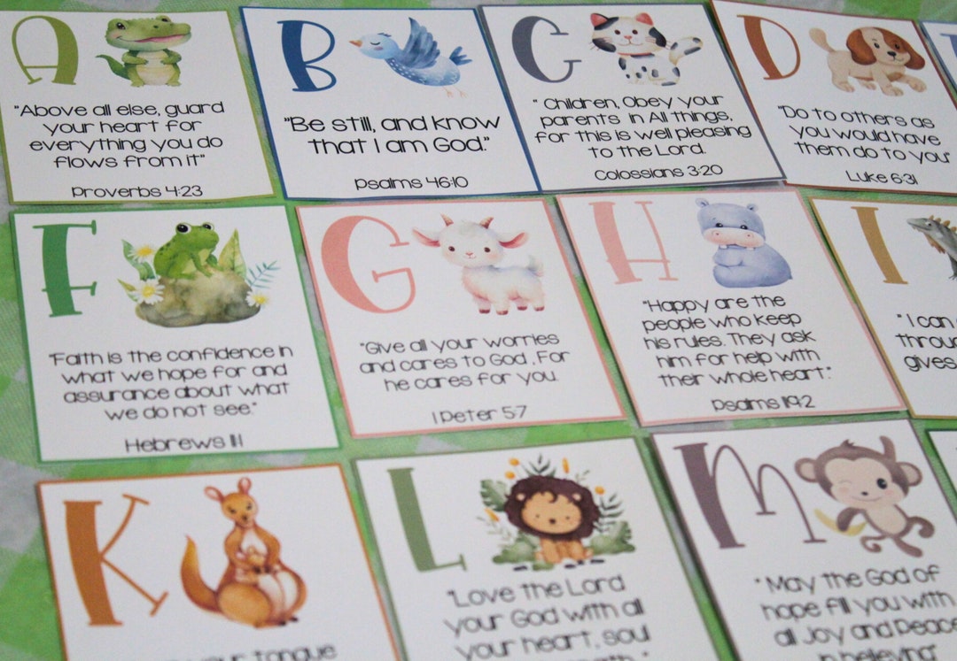 Scripture Cards for Kids, Alphabet Bible Verse Cards ,A-Z Scripture ...