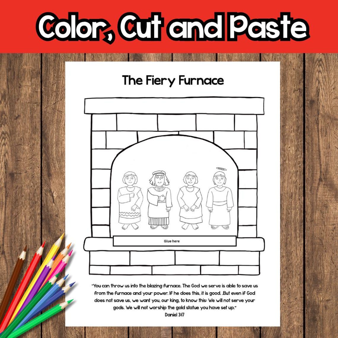 Shadrach, Meshach and Abednego Fiery Furnace Bible Craft Coloring Page ...