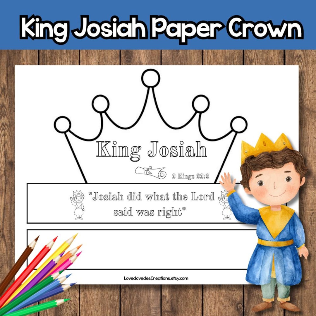 King Josiah Paper Crown Bible Craft: Sunday School Bible Lesson PDF ...