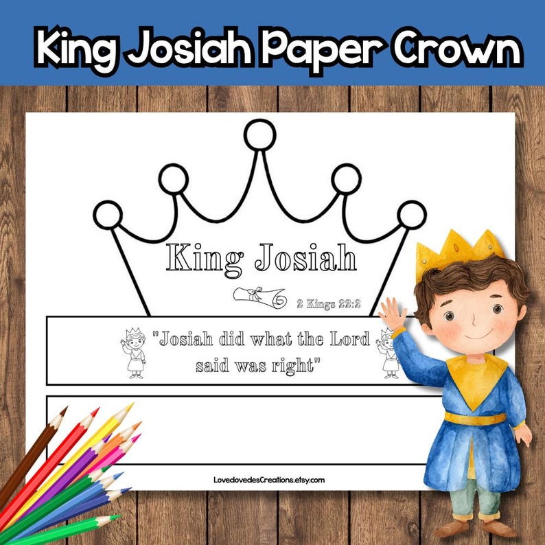 King Josiah Paper Crown Bible Craft: Sunday School Bible Lesson PDF ...