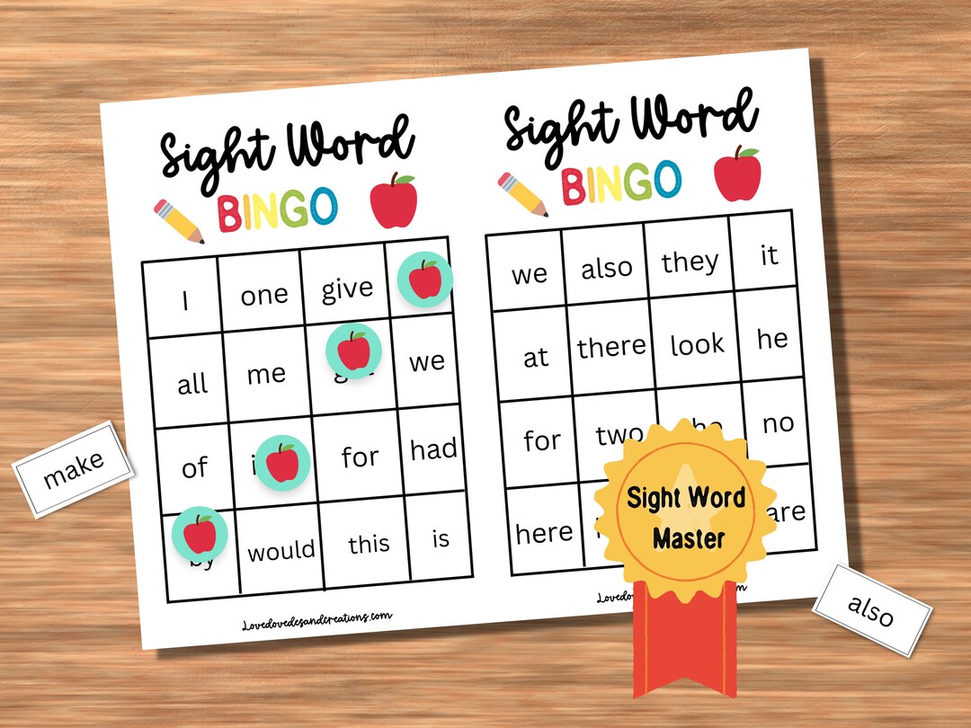 Sight Word Bingo Sight Word Game Sight Word Activity - Etsy