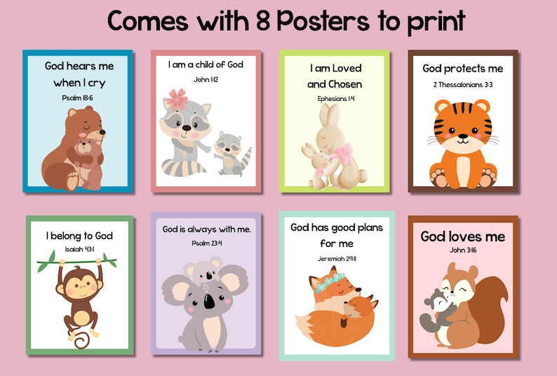 Animal Bible Verse Posters: Sunday School Classroom Decor (PDF Download ...