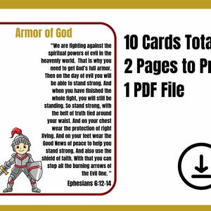 Armor of God Memory Cards Bible Flashcards, Armor of God Memory ...