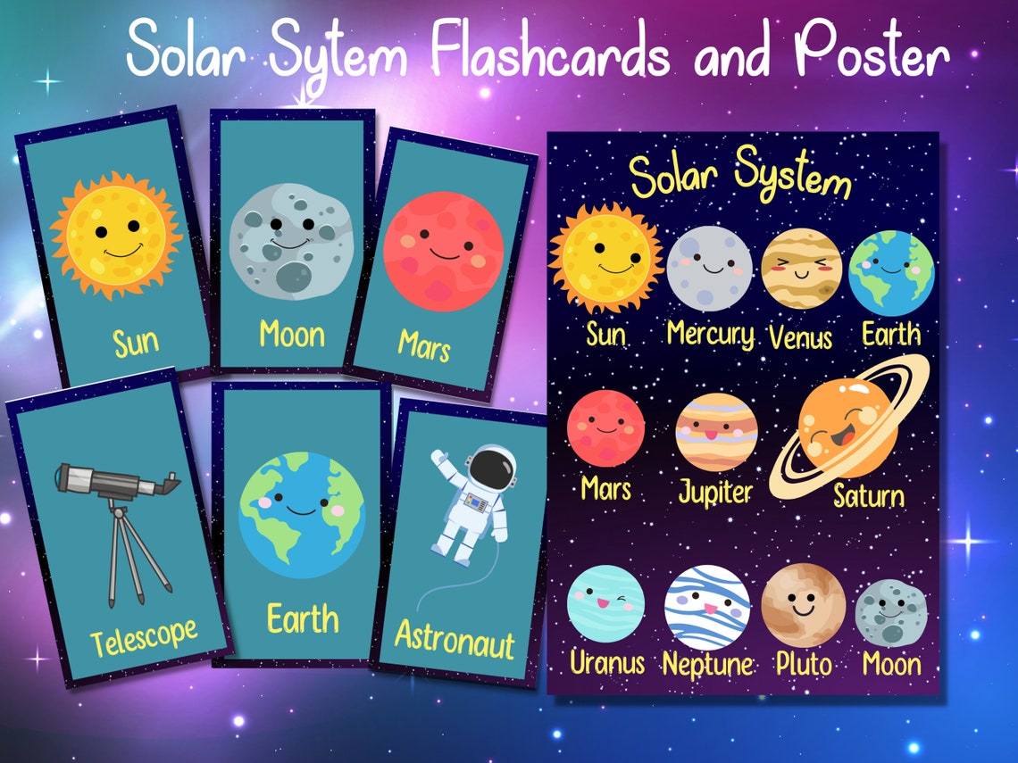 Solar System Flashcards and Poster, Solar System Busy Book, Solar ...