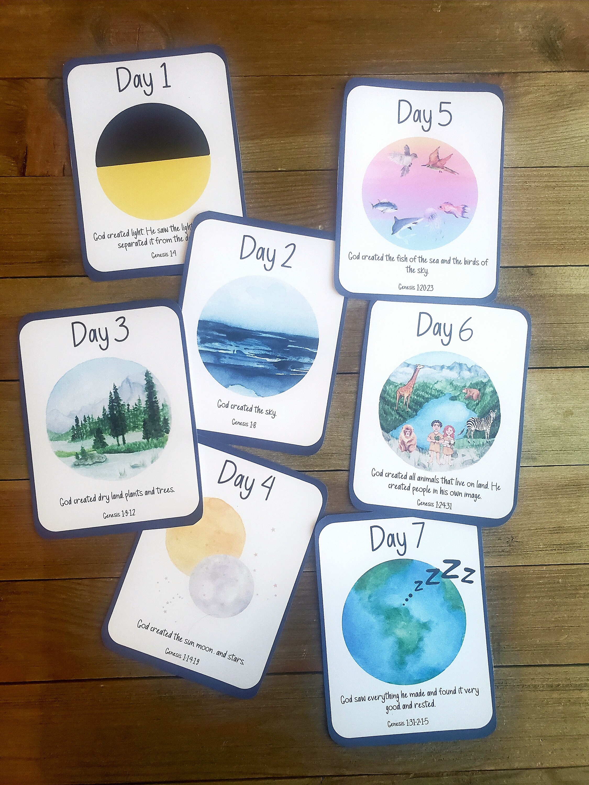 7 Days of Creation Flash Cards Days of Creation Activity - Etsy UK