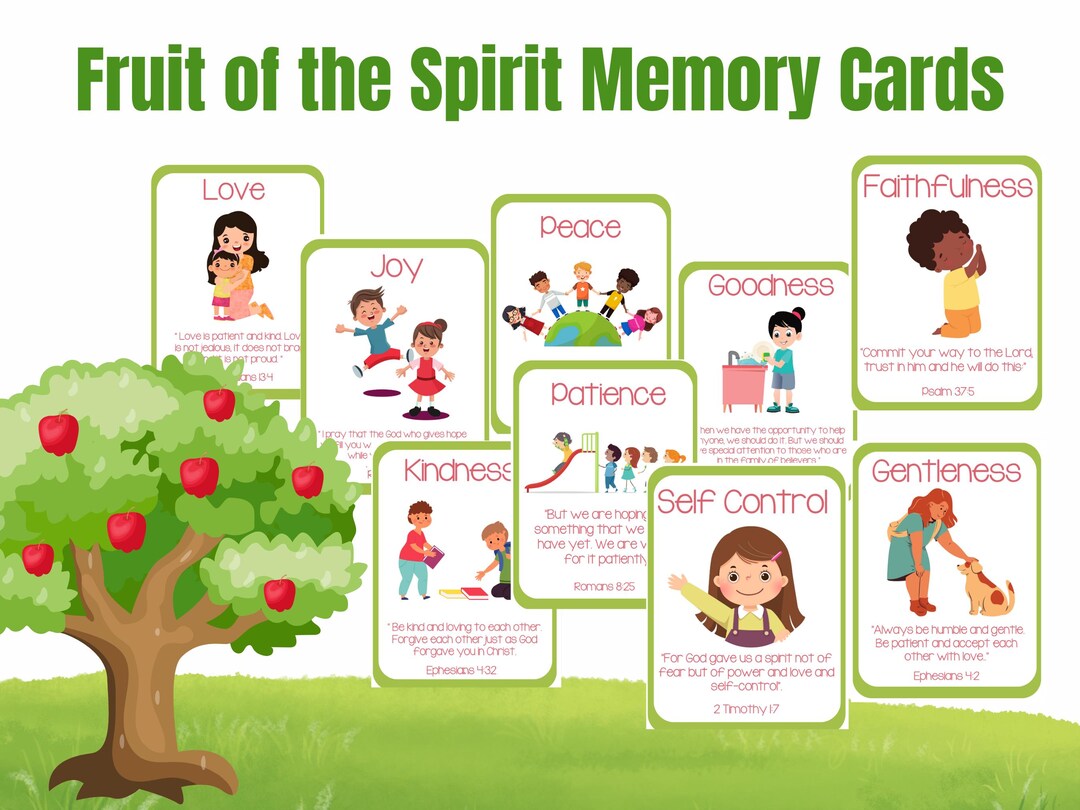 Fruit of the Spirit Memory Cards, Fruit of the Spirit Bible Verse Cards ...