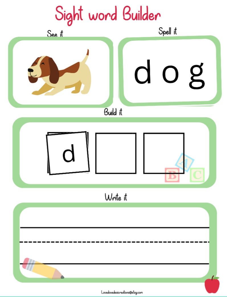 Sight Word Builder, Learn to Read, Phonics Game, Sight Words, 3 Letter ...