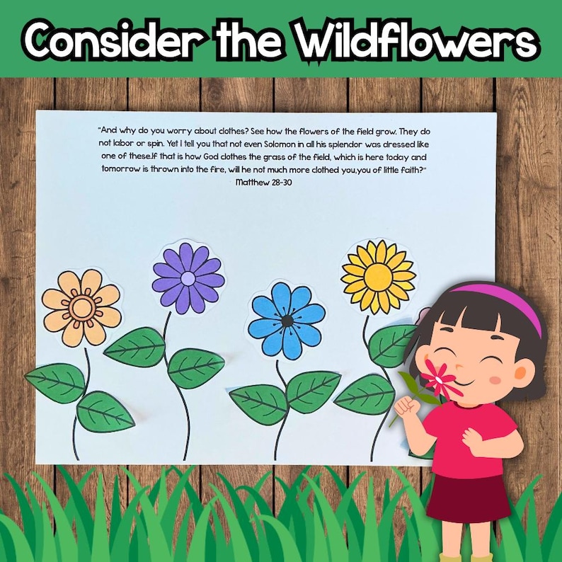 Wildflowers Bible Verse Craft: Cut, Paste & Color (PDF) - Etsy
