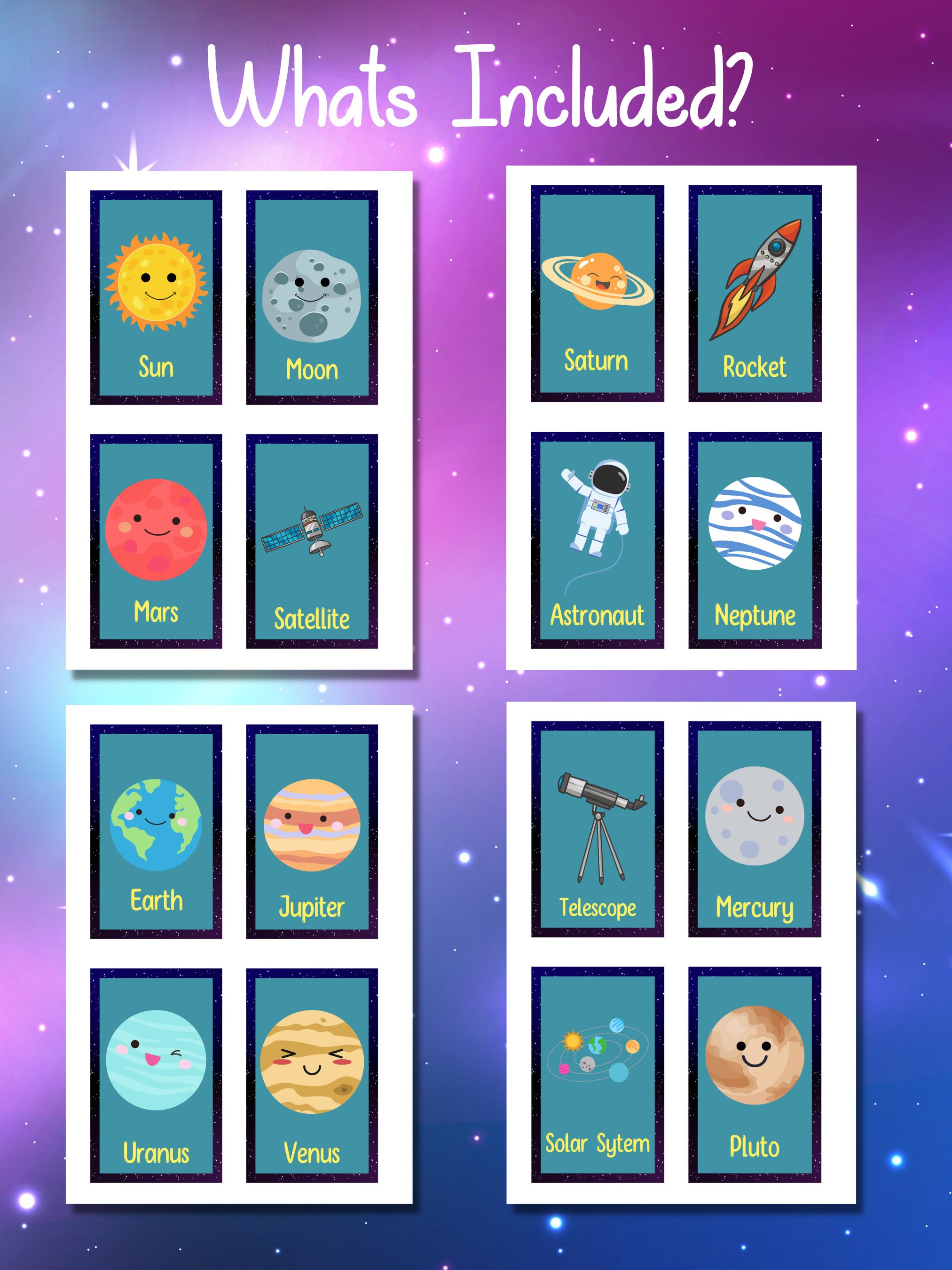 Solar System Flashcards and Poster, Solar System Busy Book, Solar ...