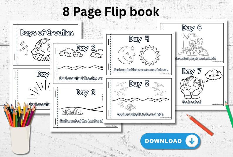 Days of Creation Flip Book: Bible Craft Activity (PDF Download) - Etsy