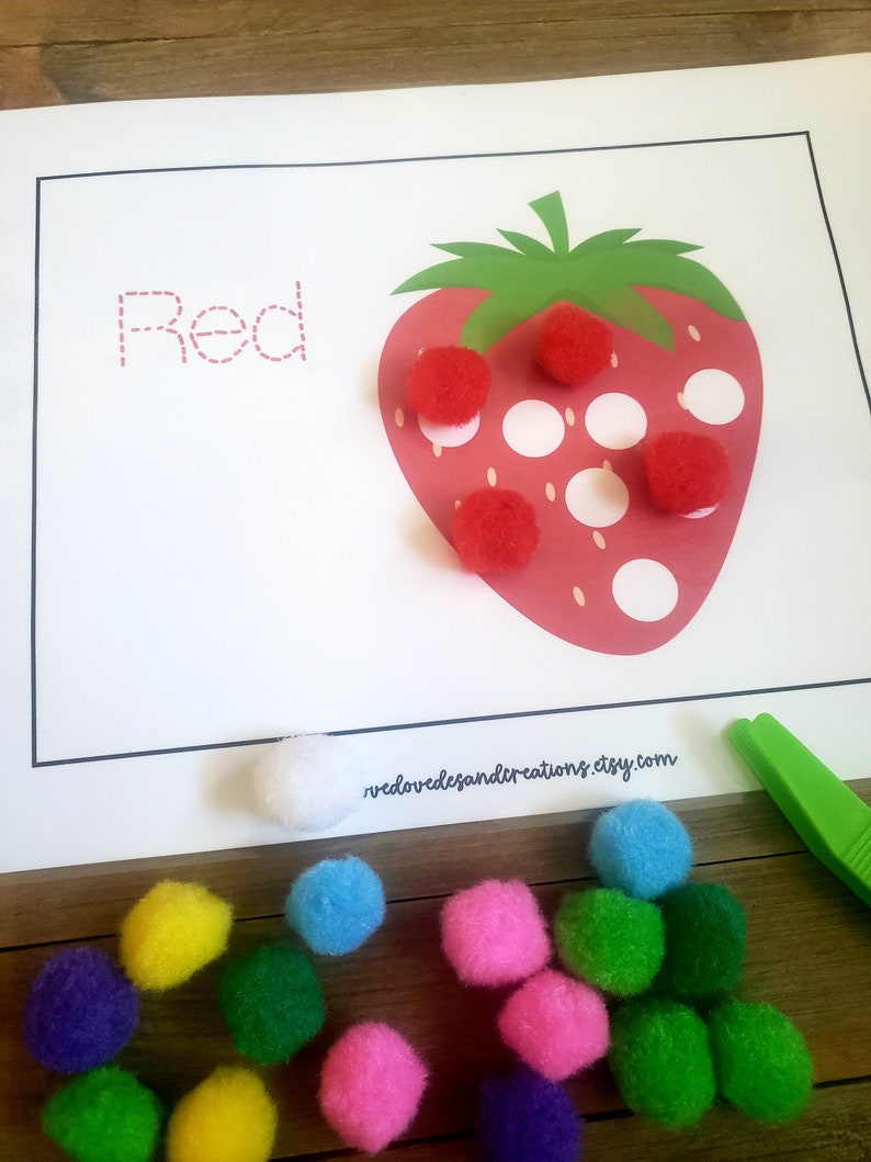 FINE MOTOR POM Pom Color Sorting Activityprinted&shipped Fruit,color ...