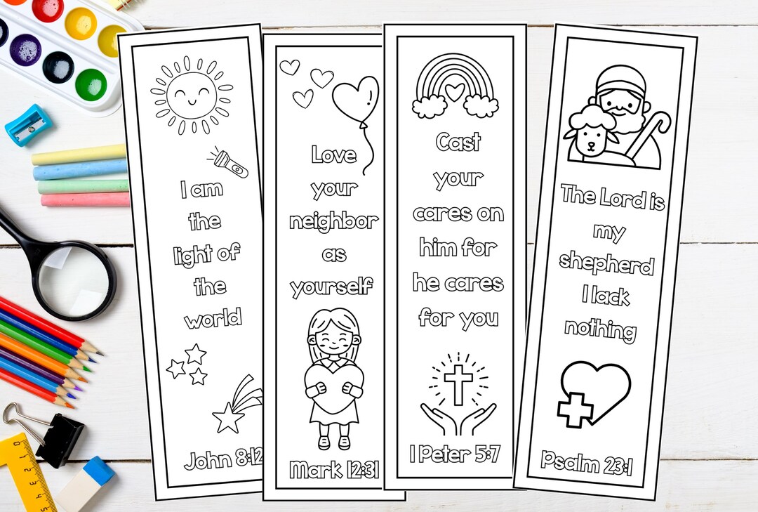 Bible Verse Coloring Bookmarks for Kids: Scripture Bookmarks (PDF ...