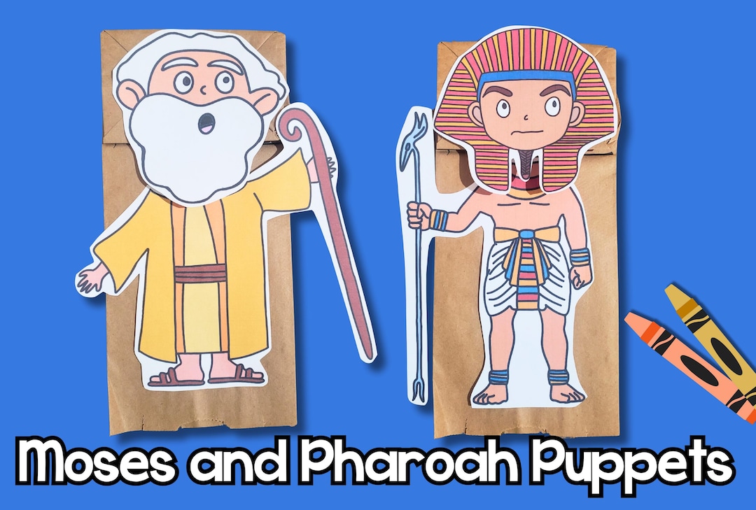 Moses and Pharaoh Paper Bag Puppets: Bible Craft Activity (PDF) Pattern ...