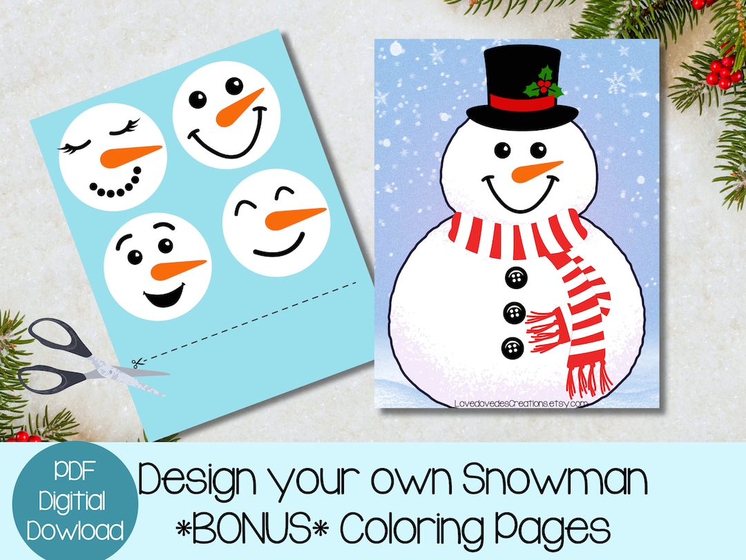 Build Your Own Snowman Printable Design Your Own Snowman - Etsy