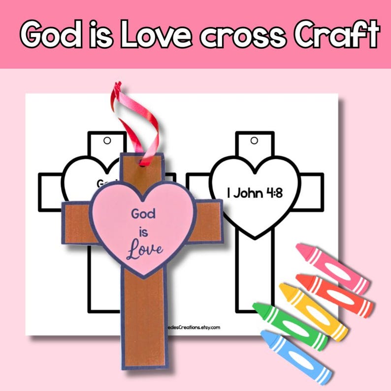 God is Love 1 John 4:8 Cross Ornament Bible Craft, PDF Bible Verse ...