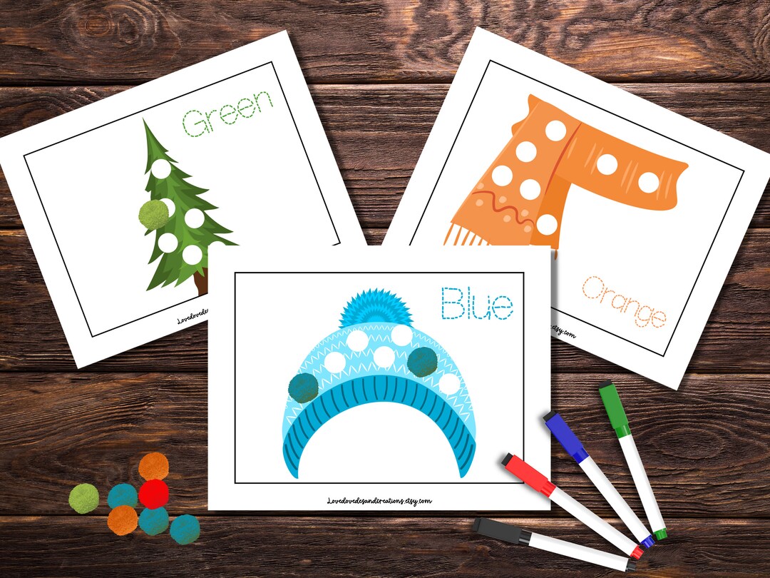 FINE MOTOR Pom Pom Color Sorting Mats Winter Themed Preachool - Etsy
