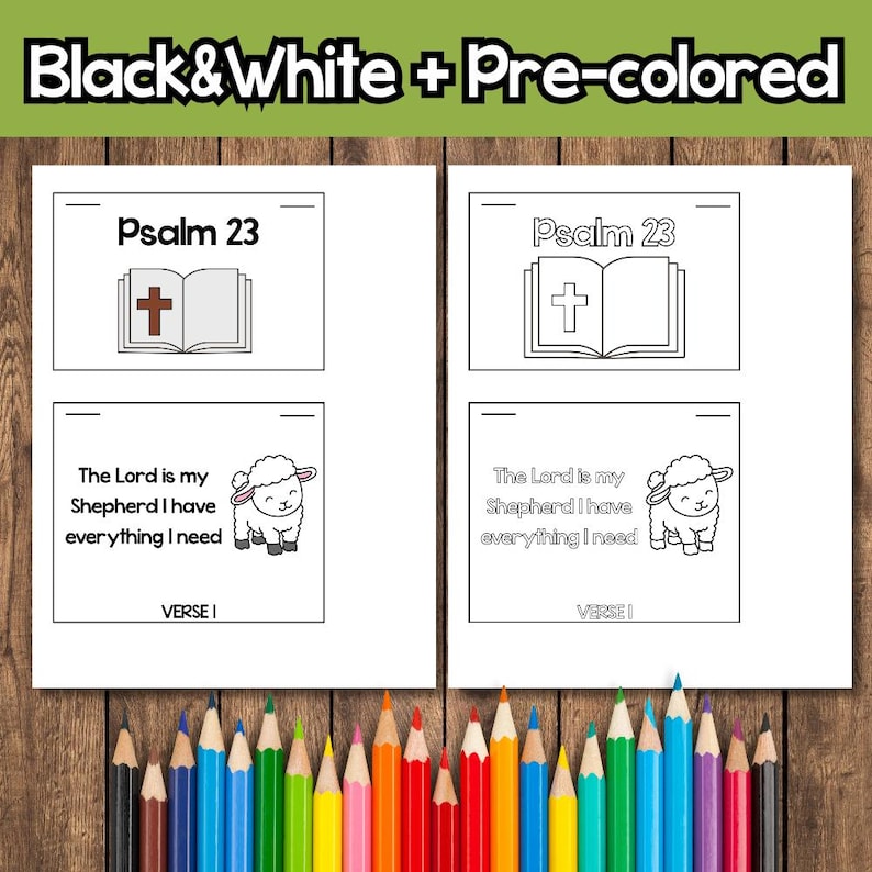 Psalm 23 Bible Verse Booklet: Kids Coloring Page (PDF) - Etsy