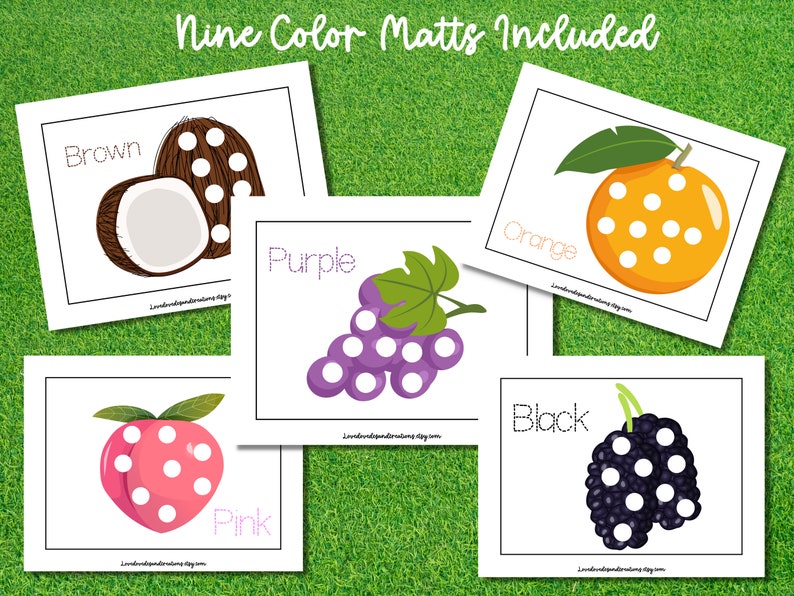 FINE MOTOR Pom Pom Color Sorting Mats Fruit Themed, Color Sorting ...