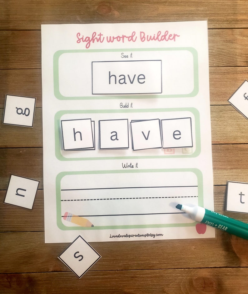 Sight Word Builder, Sight Word Practice, Spelling Game, Kindergarten ...