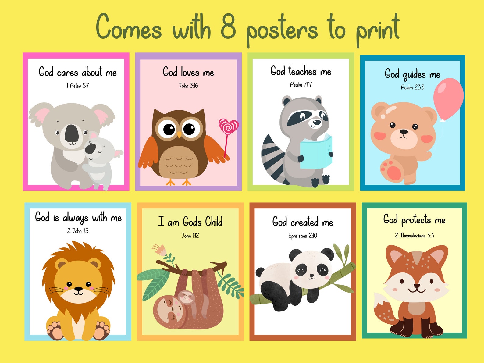 Animal Bible Verse Wall Art for Classroom Sunday School - Etsy