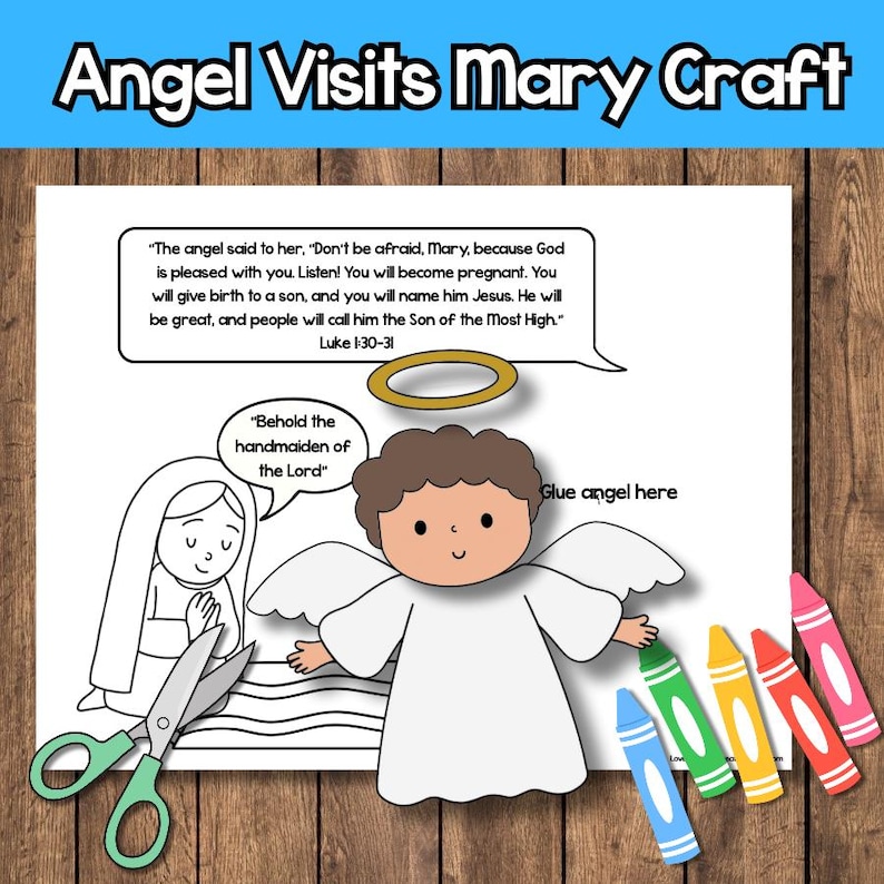 Angel Visits Mary Cut and Paste Build Your Own Angel Craft: Bible ...