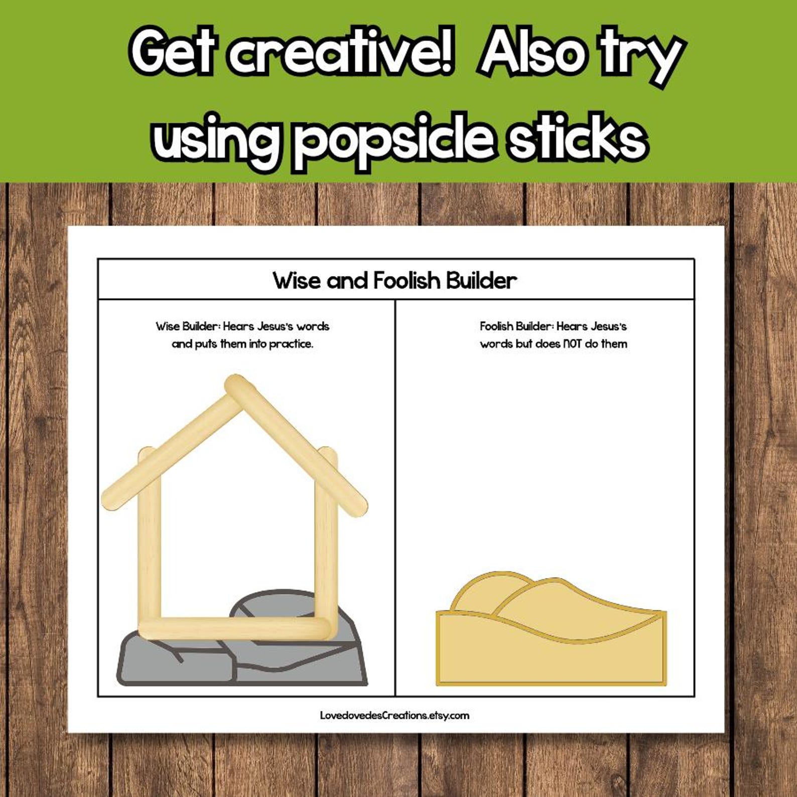 Wise and Foolish Builder Bible Cut and Paste Craft: Sunday School Bible ...