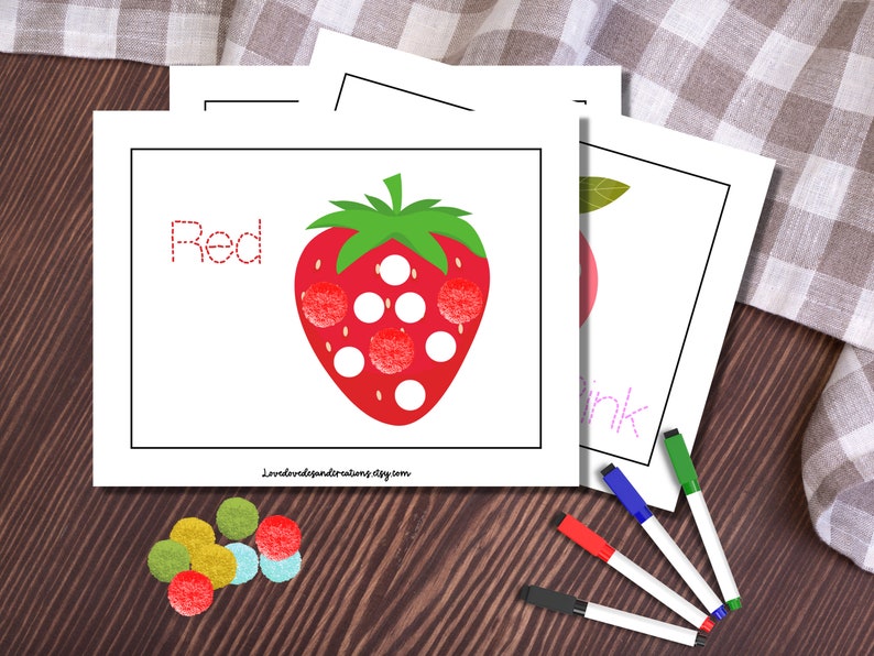 FINE MOTOR Pom Pom Color Sorting Mats Fruit Themed, Color Sorting ...
