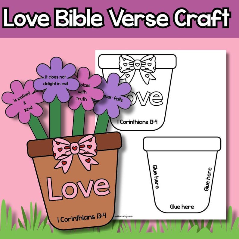1 Corinthians 13:4 Bible Verse Craft, Bible Valentine's Day Craft ...