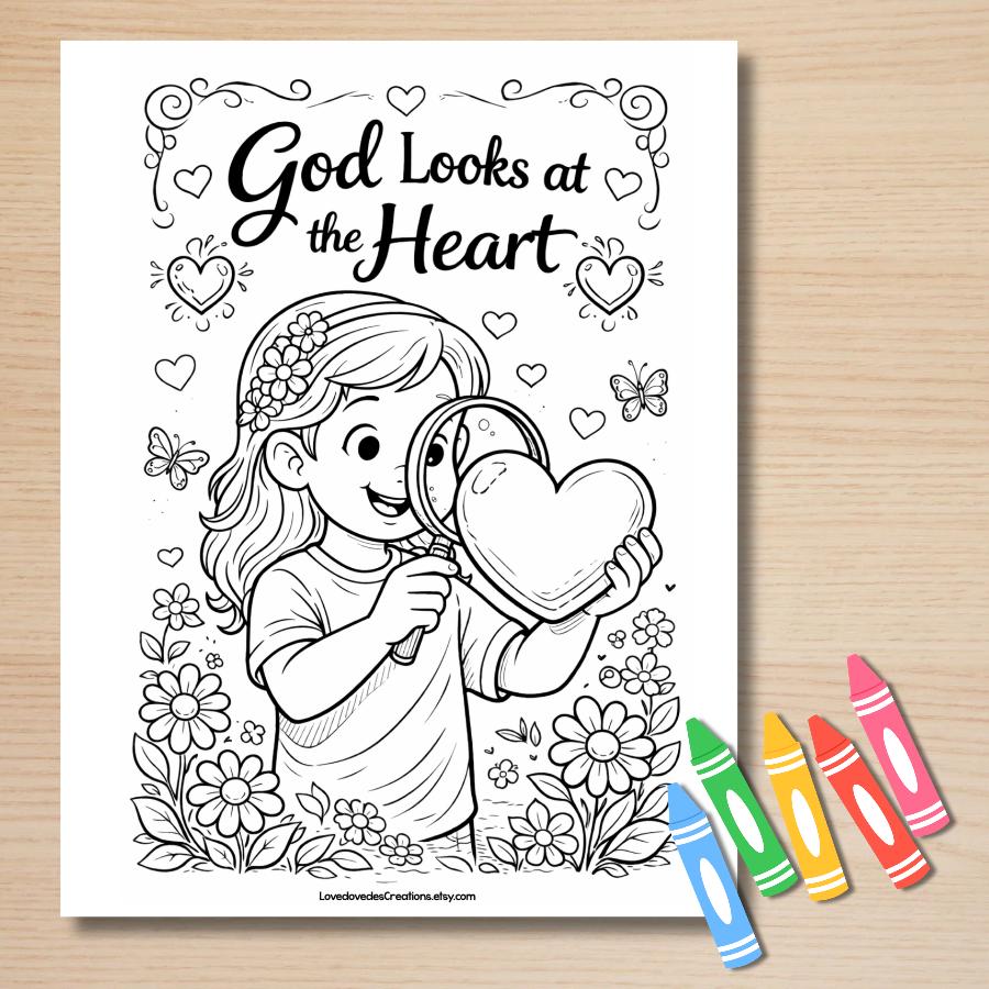God Looks at the Heart Coloring Page for Children : Sunday School ...
