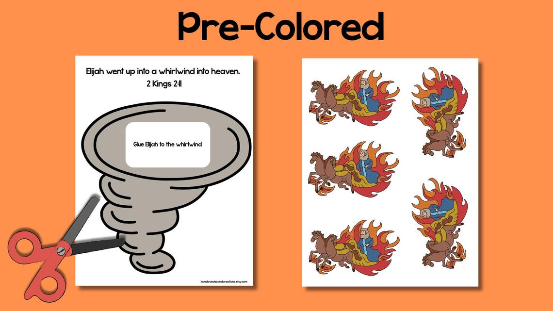 Elijah and the Whirlwind Craft: Bible Story Cut & Paste (PDF Download ...