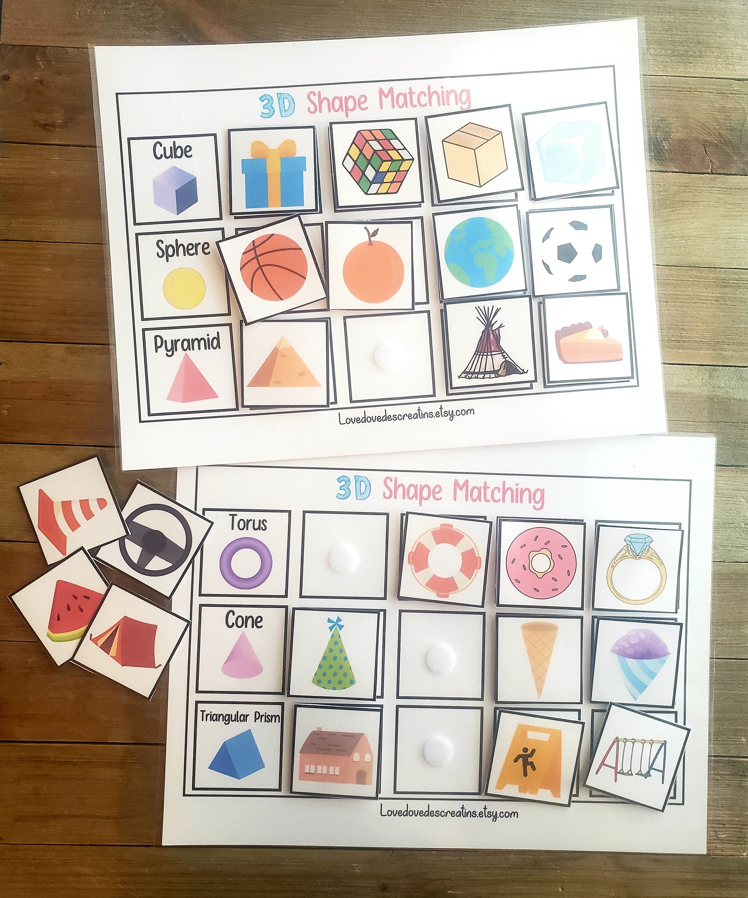 3D Shapes Matching Activity 3D Shapes Matching Geometry - Etsy