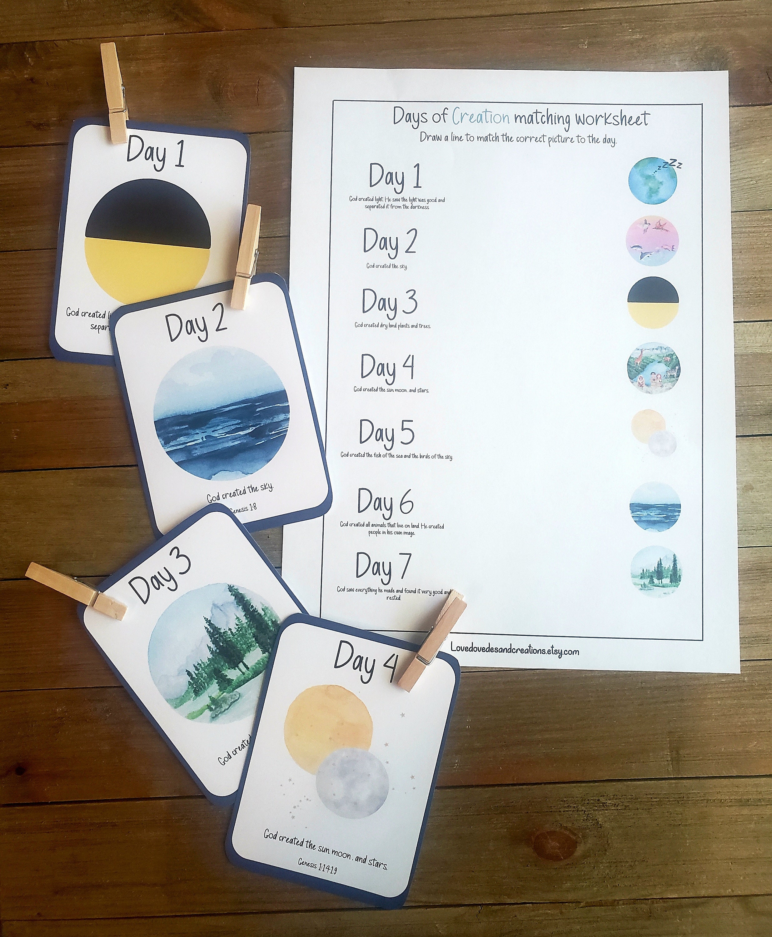 7 Days of Creation Flash Cards Days of Creation Activity - Etsy UK