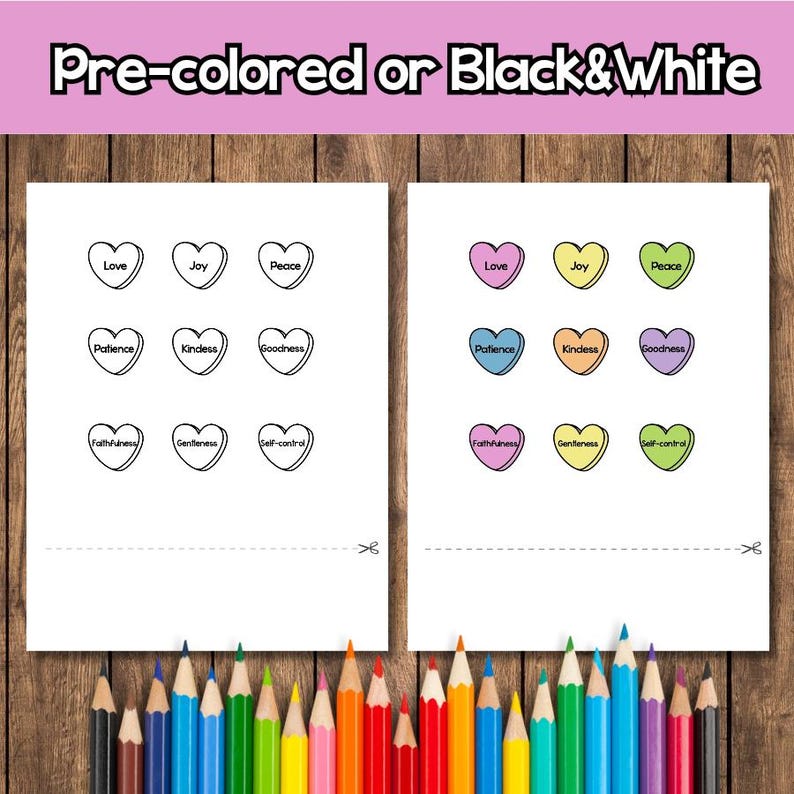 Fruit of the Spirit Candy Heart Craft and Poster, Bible Valentine's Day ...