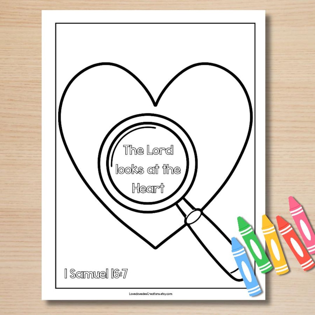 The Lord Looks at the Heart Bible Verse Coloring Page: Sunday School ...