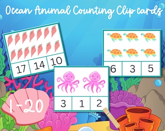 Ocean Counting Cards - Etsy