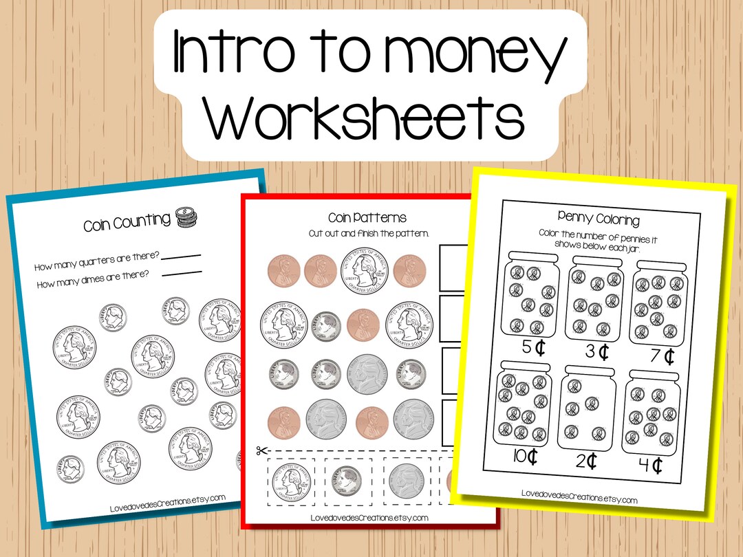 Money Worksheets: Intro to Money, Pre-k Math (PDF Print) - Etsy
