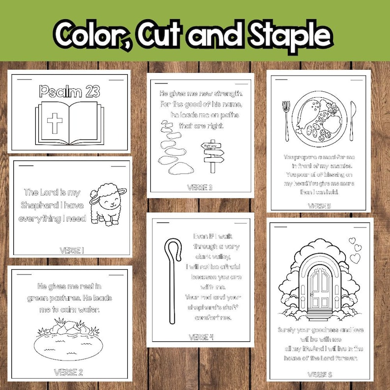Psalm 23 Bible Verse Booklet: Kids Coloring Page (PDF) - Etsy