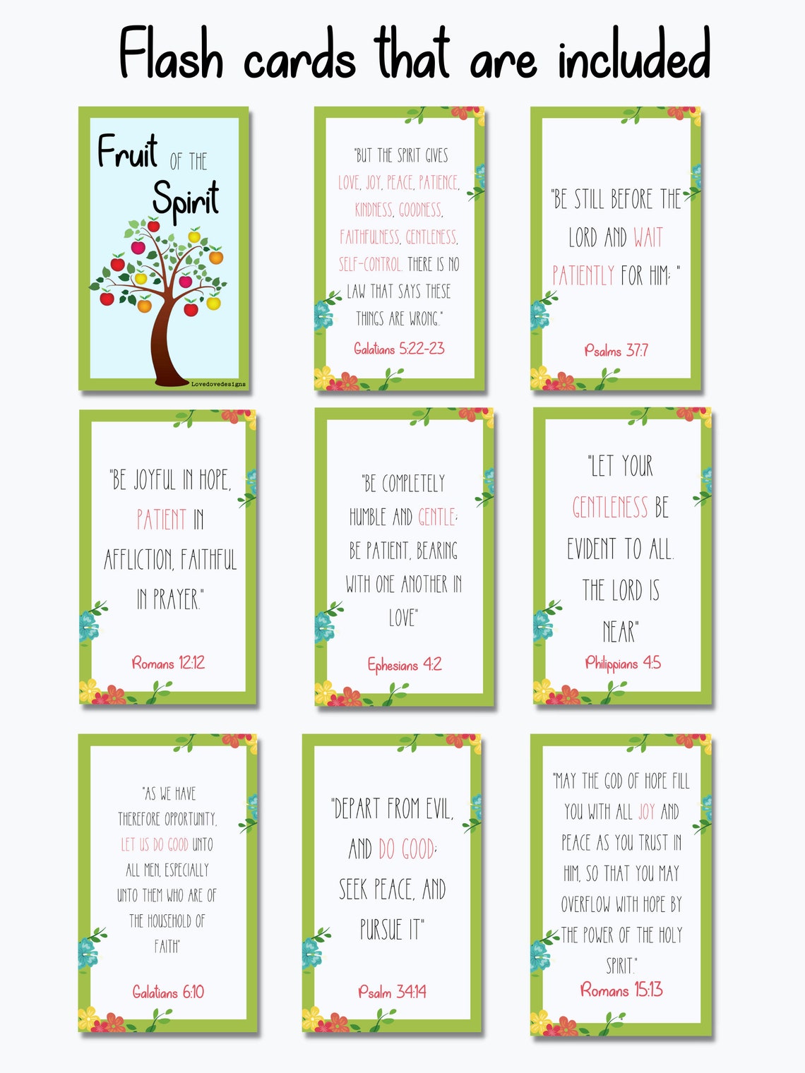 Fruit of the Spirit Flashcards Bible Flashcards Fruit of the - Etsy ...