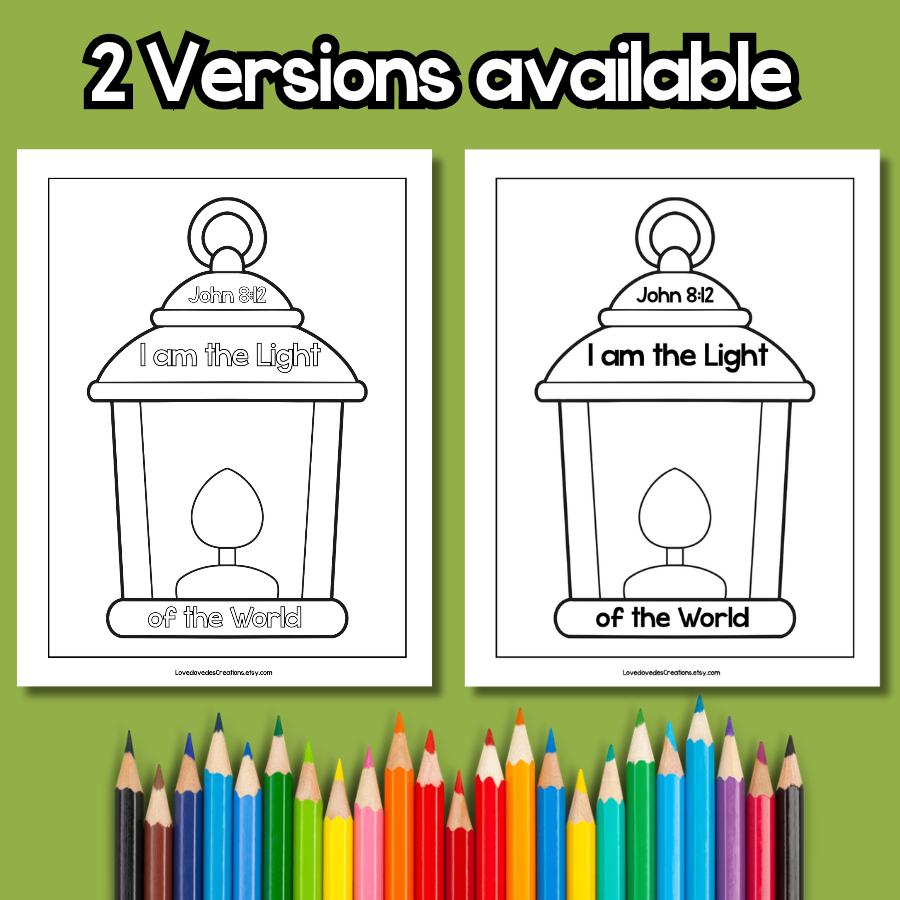 I Am the Light of the World John 8:12 Bible Coloring Page (PDF) - Etsy