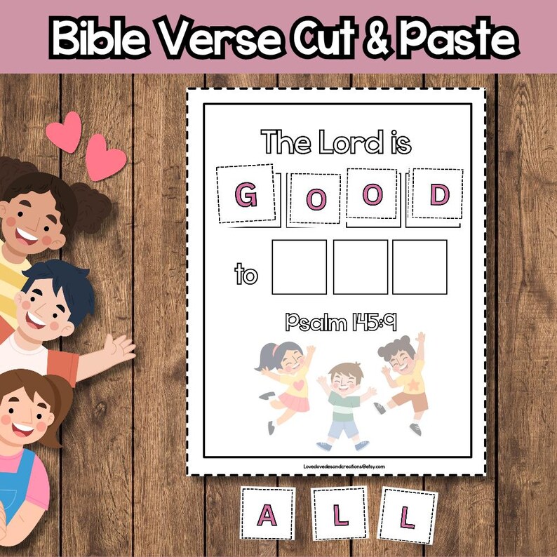 Psalm 145:9 Bible Verse Cut & Paste Coloring Page (PDF) - Etsy