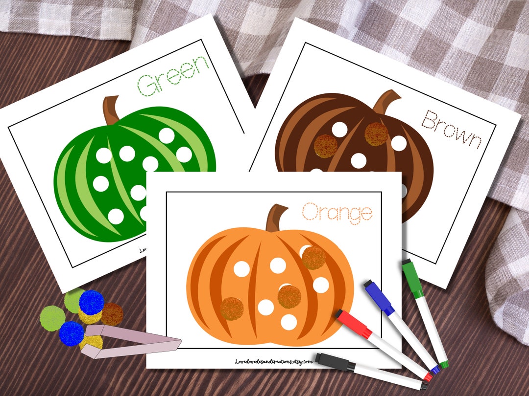 FINE MOTOR Pom Pom Color Sorting Mats Pumpkin Themed, Color Sorting ...