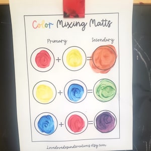 COLOR MIXING MAT, Color Mixing Printable, Color Mixing Worksheet ...