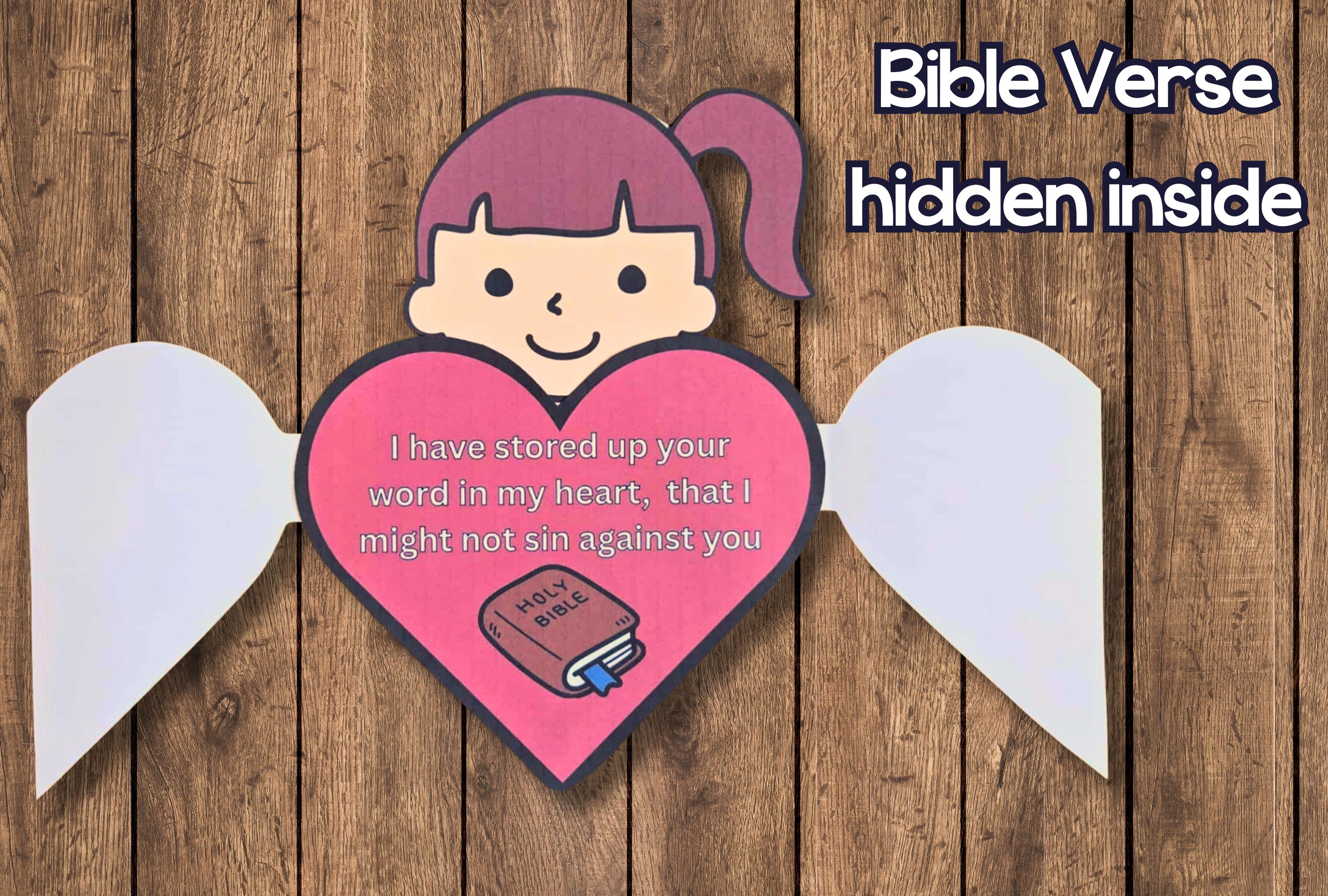 Hide God's Word in Your Heart Craft, Psalm 119:11 Craft, Bible Verse ...