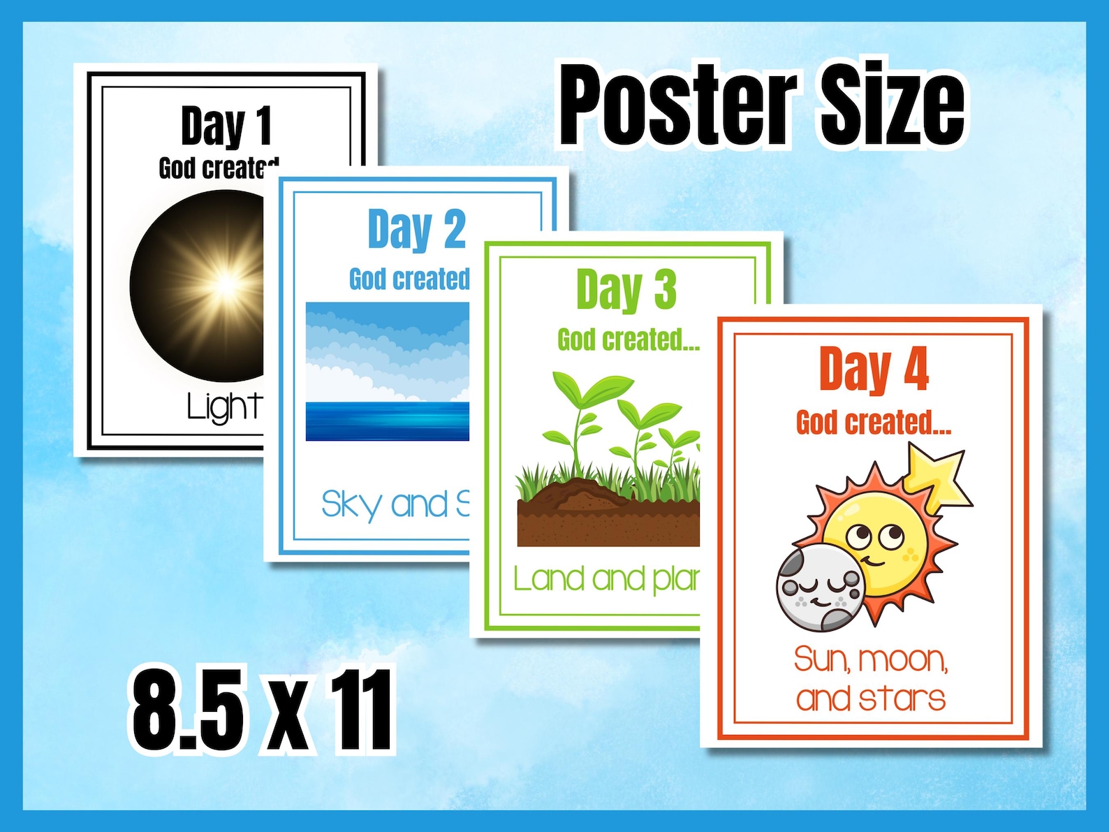 7 Days of Creation Classroom Posters: Sunday School Printable (PDF) - Etsy